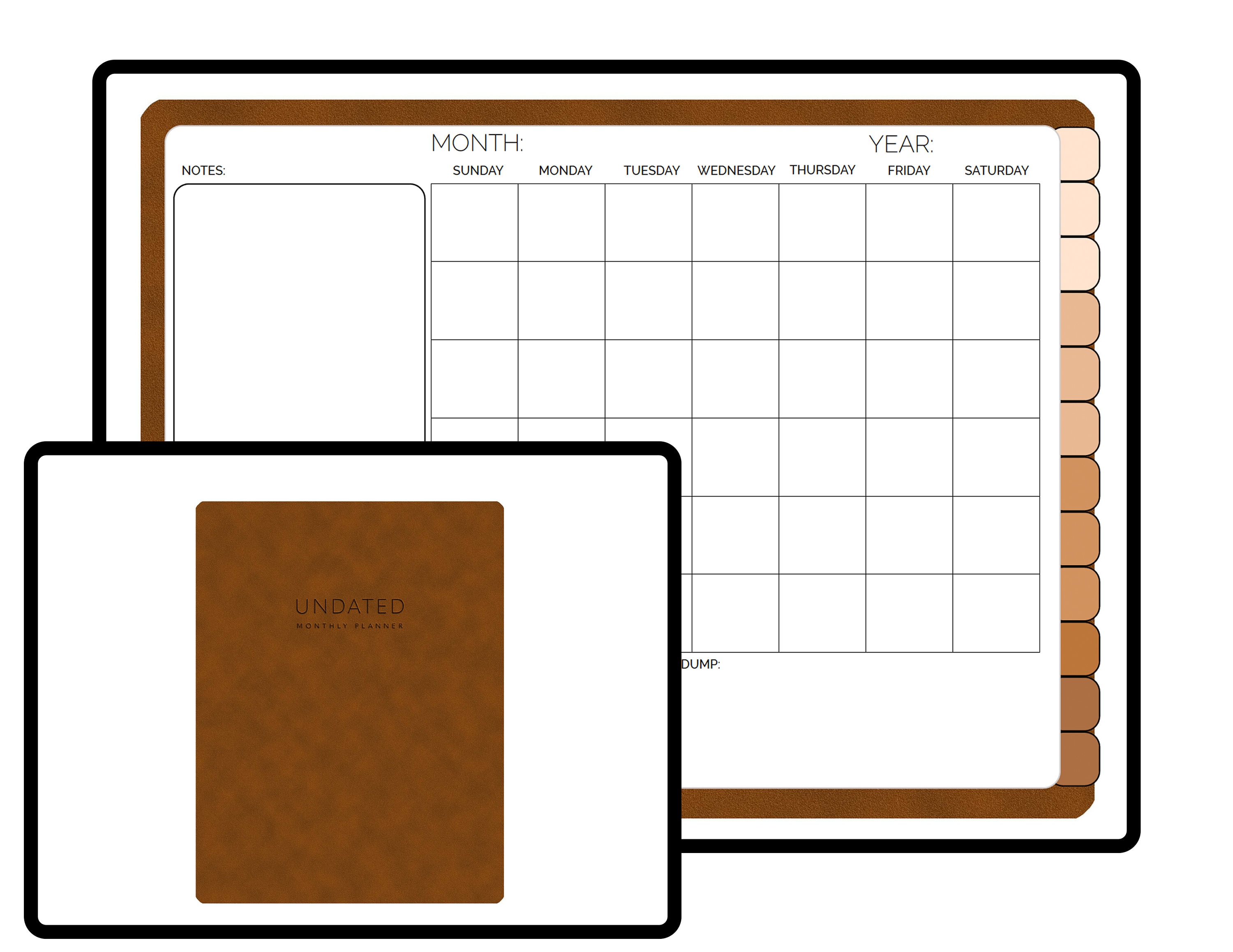 Undated Landscape Monthly Digital Planner for Goodnotes, iPad Planner ...