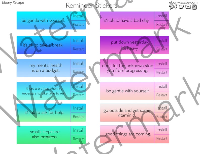 Self Care Reminder Clipart Stickers, Self Care Digital Stickers for ...