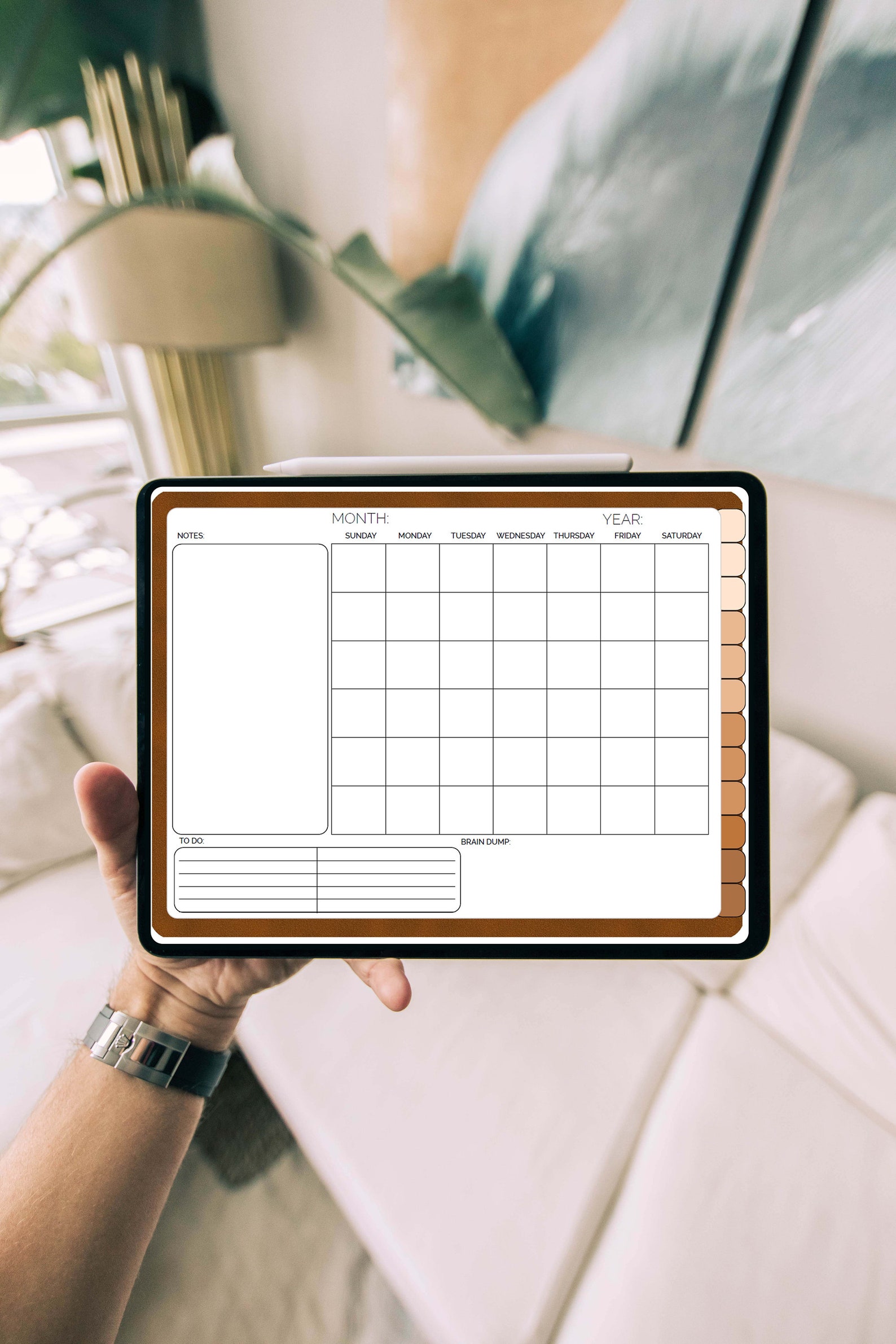 Undated Landscape Monthly Digital Planner for Goodnotes, iPad Planner ...
