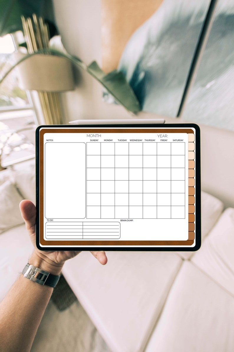 Undated Landscape Monthly Digital Planner for Goodnotes, iPad Planner ...