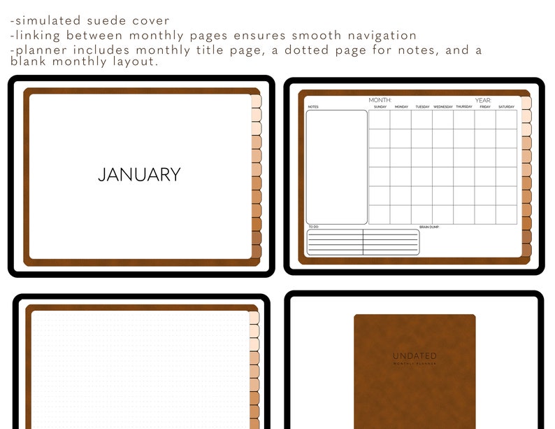 Undated Landscape Monthly Digital Planner for Goodnotes, iPad Planner ...