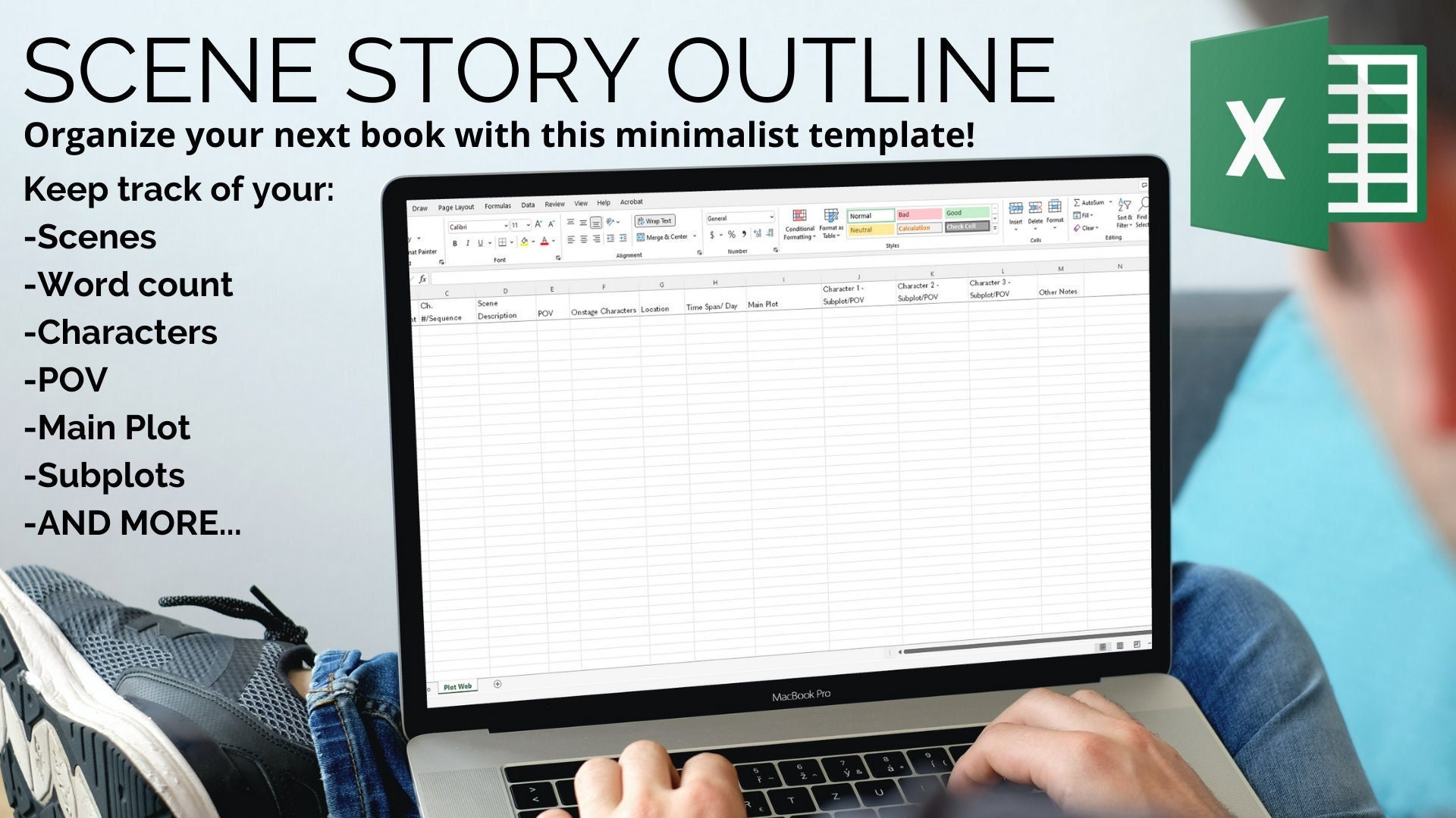 Excel Scene Story Outline Worksheet, Story Planner, Novel Planner ...