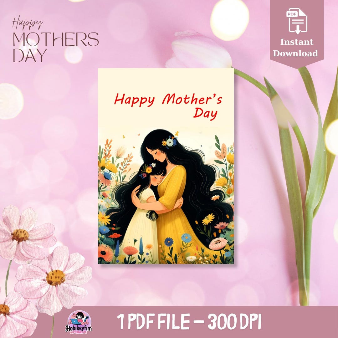 Printable Happy Mother's Day Postcard - Motherdays Instant Download ...