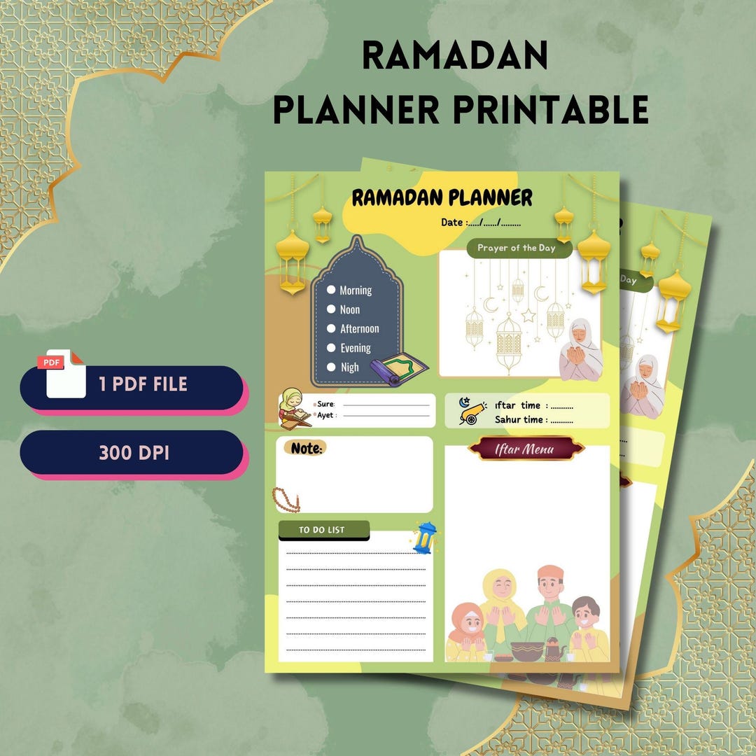 Printable Ramadan Planner- Prayer of the Day, Ramadan Guide, Mood ...