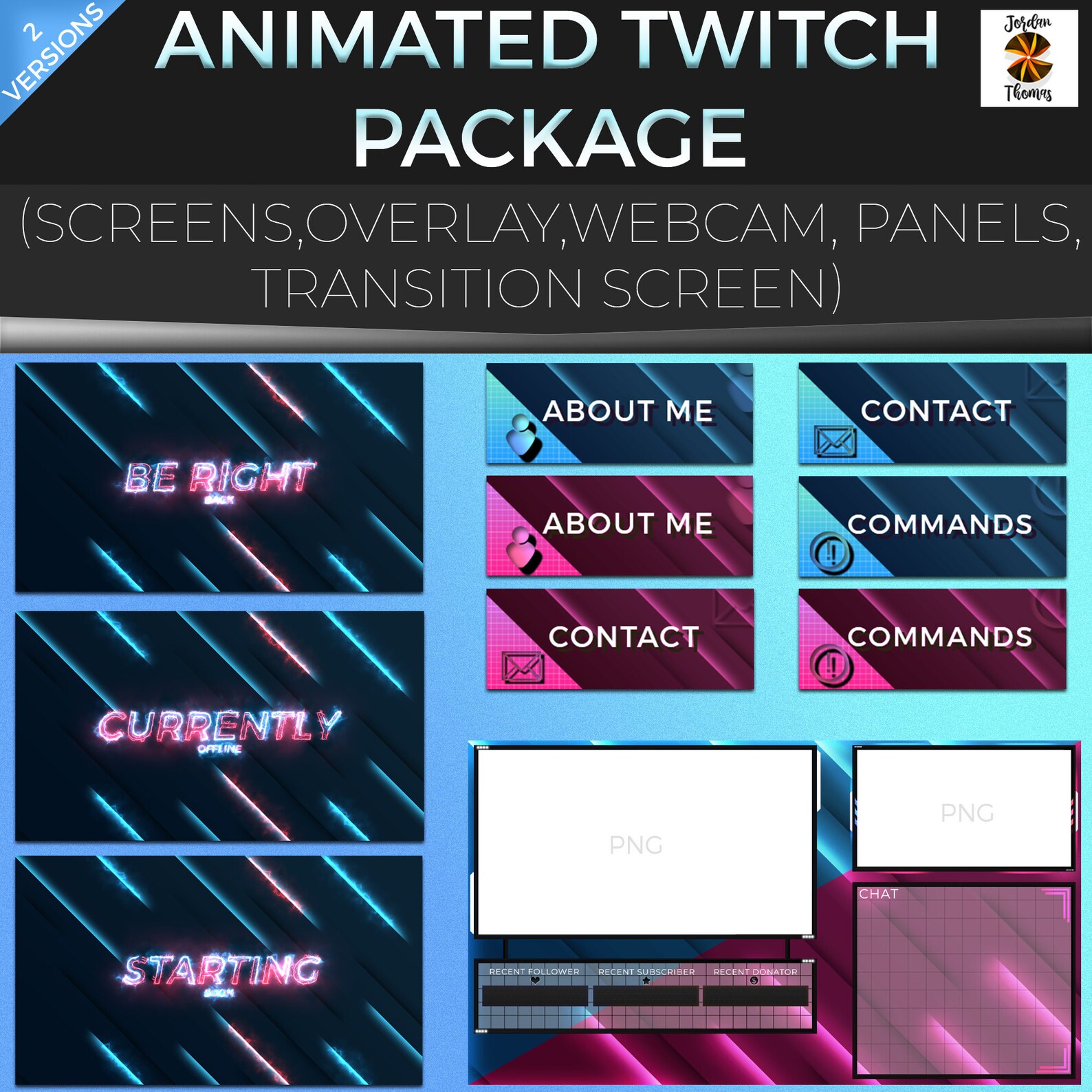 Twitch Overlay screens Panels Overlays Webcam Transition - Etsy