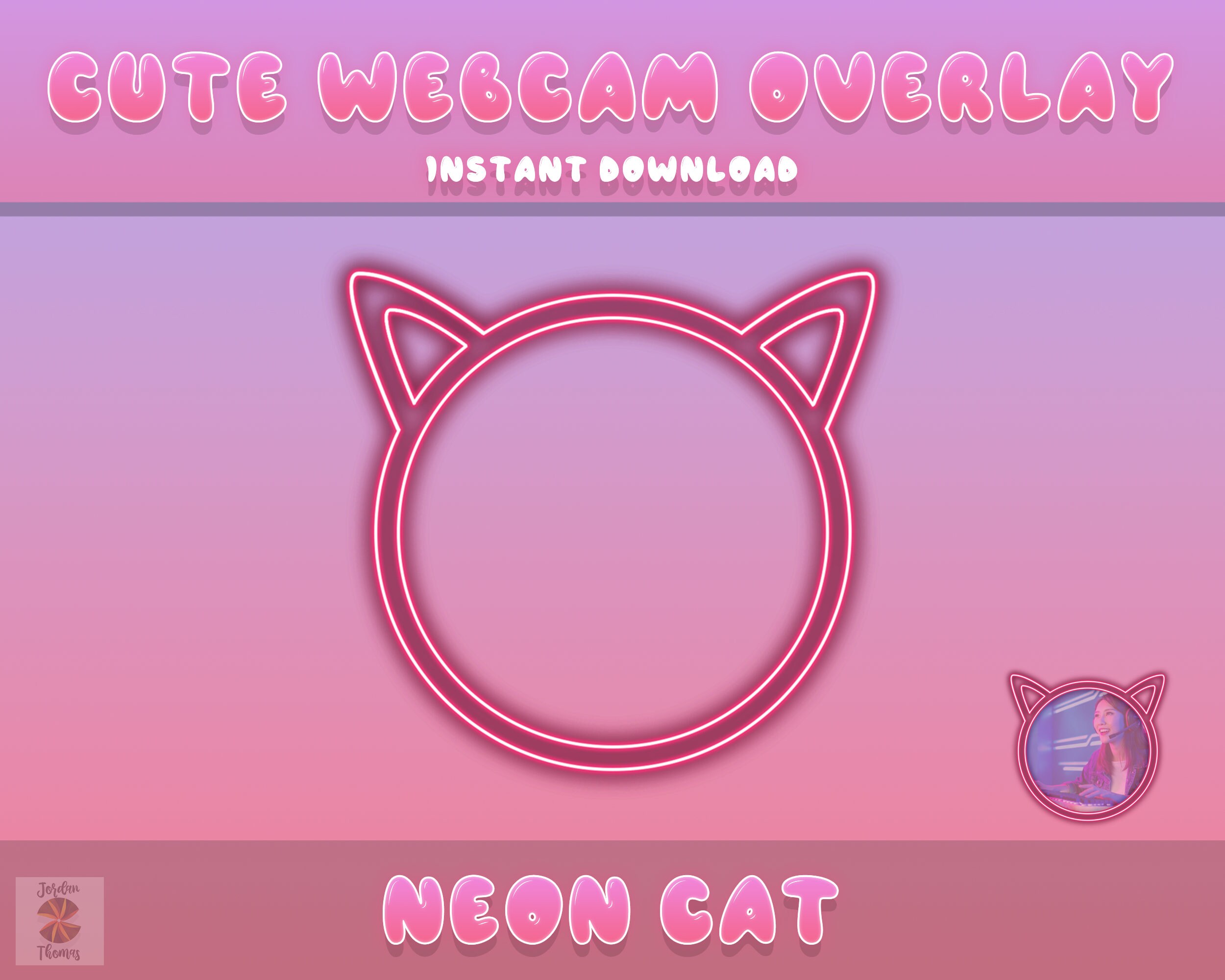 Cute Twitch Camera Border Neon Cat - Etsy Sweden