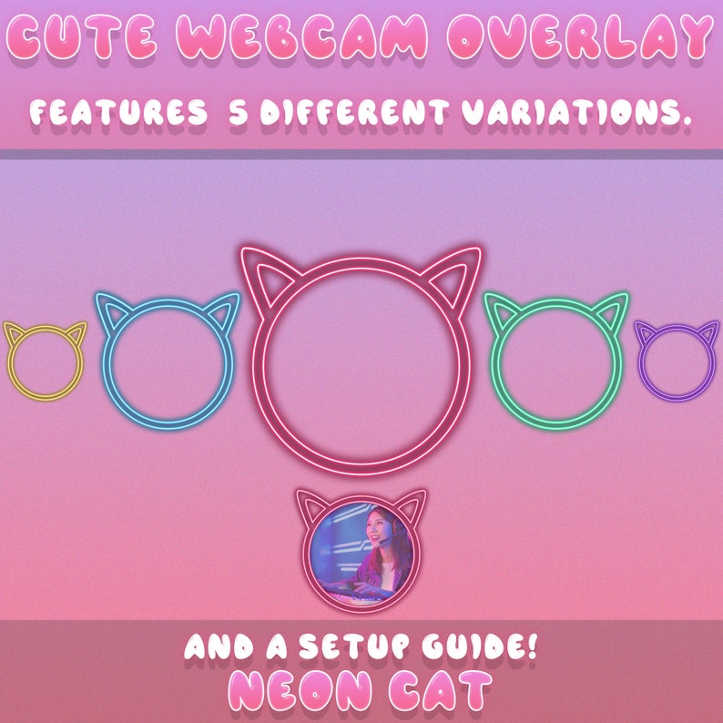 Cute Twitch Camera Border Neon Cat - Etsy Canada