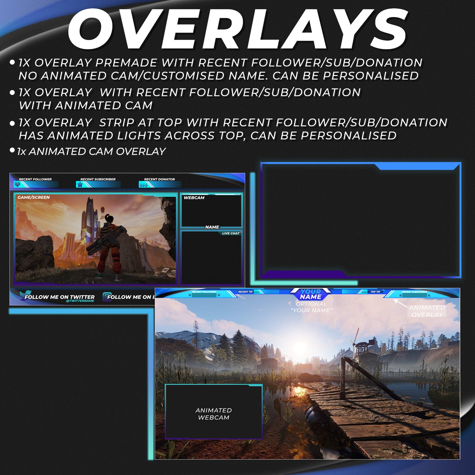 Animated Twitch Overlay alerts Screens Panels Overlays | Etsy Canada