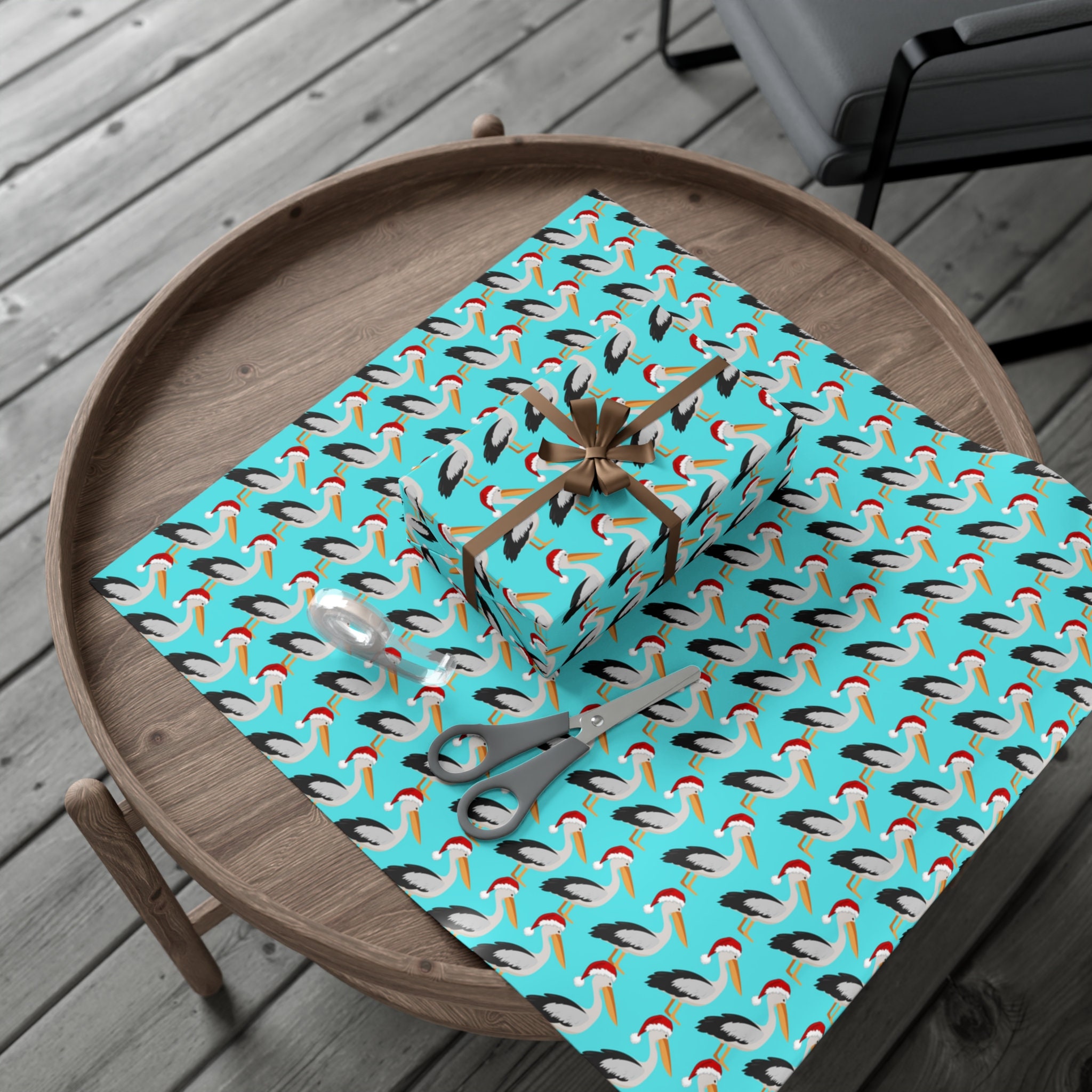 Pelican Santa Custom Gift Wrap ,cute Pelican Santa,pelican Lovers Gift ...