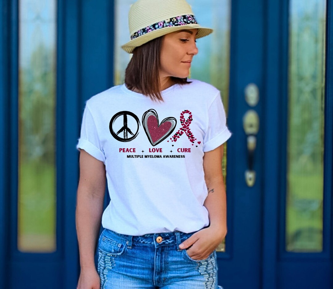 Peace Love Cure Multiple Myeloma Shirt, Cancer Awareness,myeloma ...