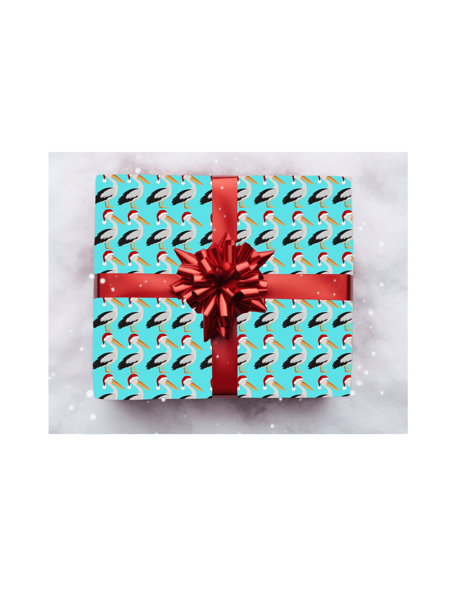 Pelican Santa Custom Gift Wrap ,cute Pelican Santa,pelican Lovers Gift ...