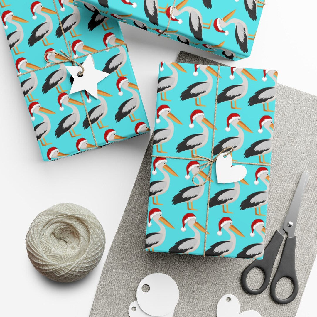 Pelican Santa Custom Gift Wrap ,cute Pelican Santa,pelican Lovers Gift ...