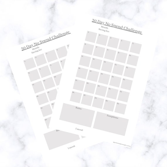 30 Day No Spend Challenge Planner Sheet Minimal Savings | Etsy