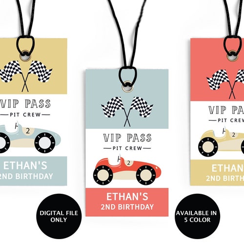 Race Car VIP Pit Crew Pass Editable Racing Birthday Party - Etsy