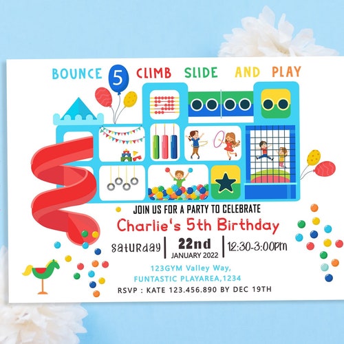 Jungle Gym Birthday Invitation Soft Play Invitation Bounce - Etsy