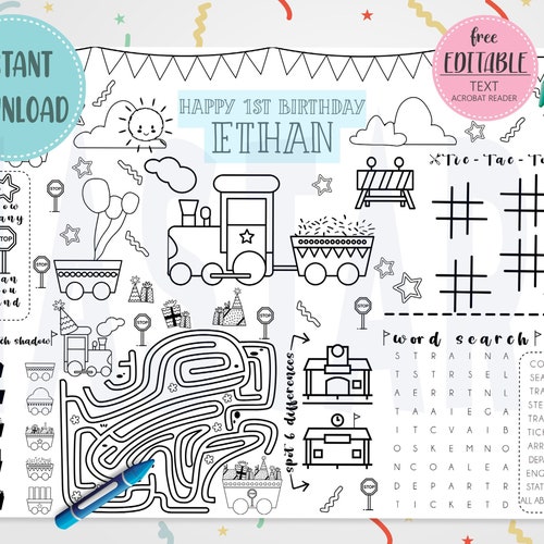 Train Printable Activity and Coloring Pages Personalized - Etsy