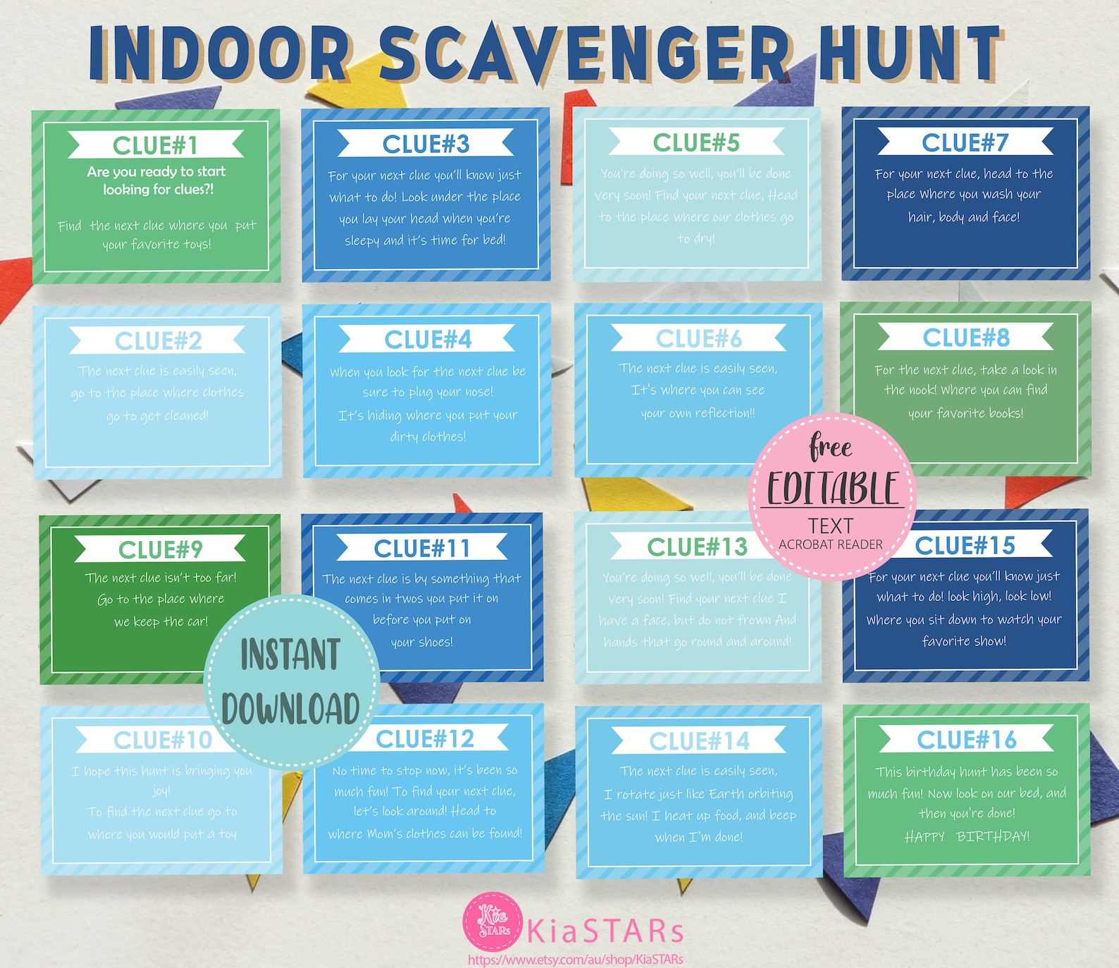 Indoor Scavenger Hunt Printable Editable Template Kids | Etsy