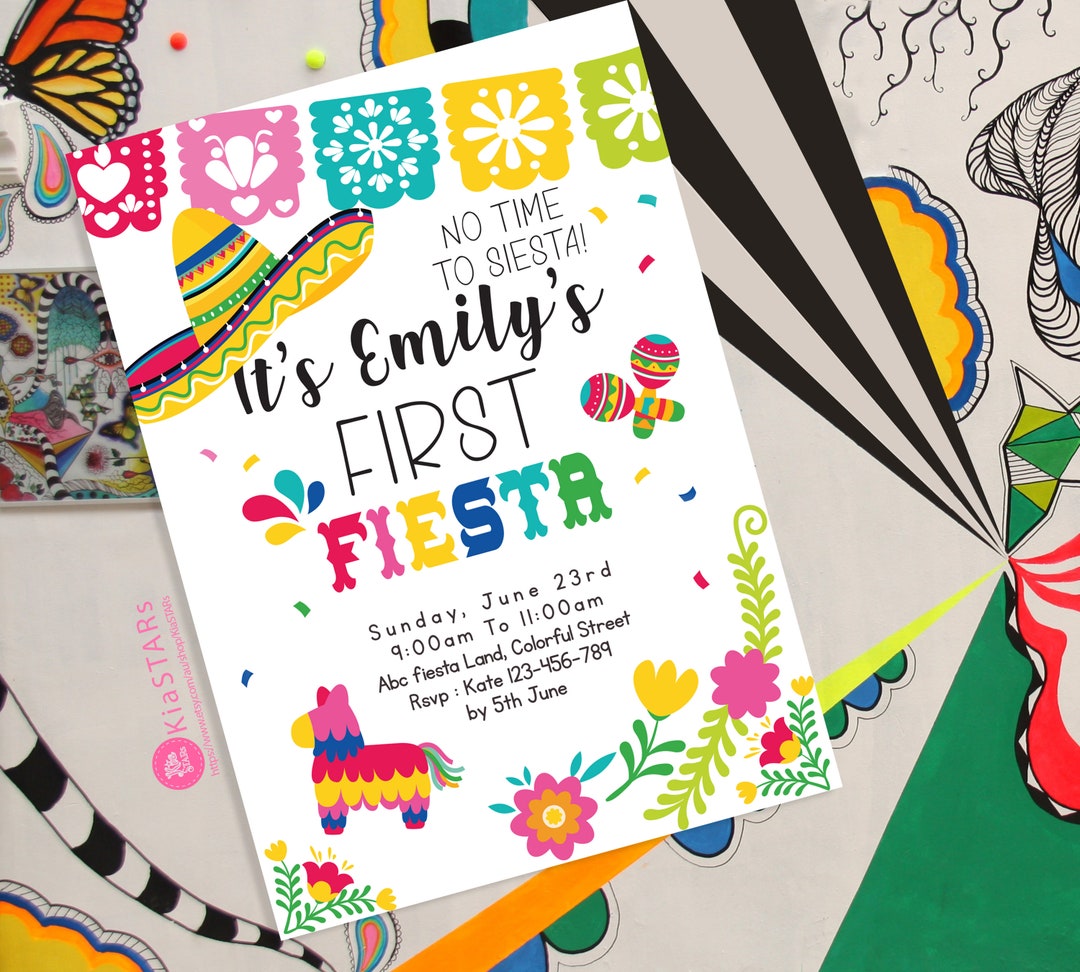 Fiesta Invitation, First Fiesta Invite, Editable Invitation, Fiesta ...