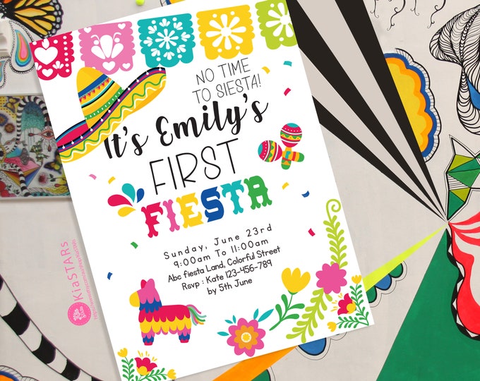Fiesta Invitation First Fiesta Invite Editable Invitation - Etsy