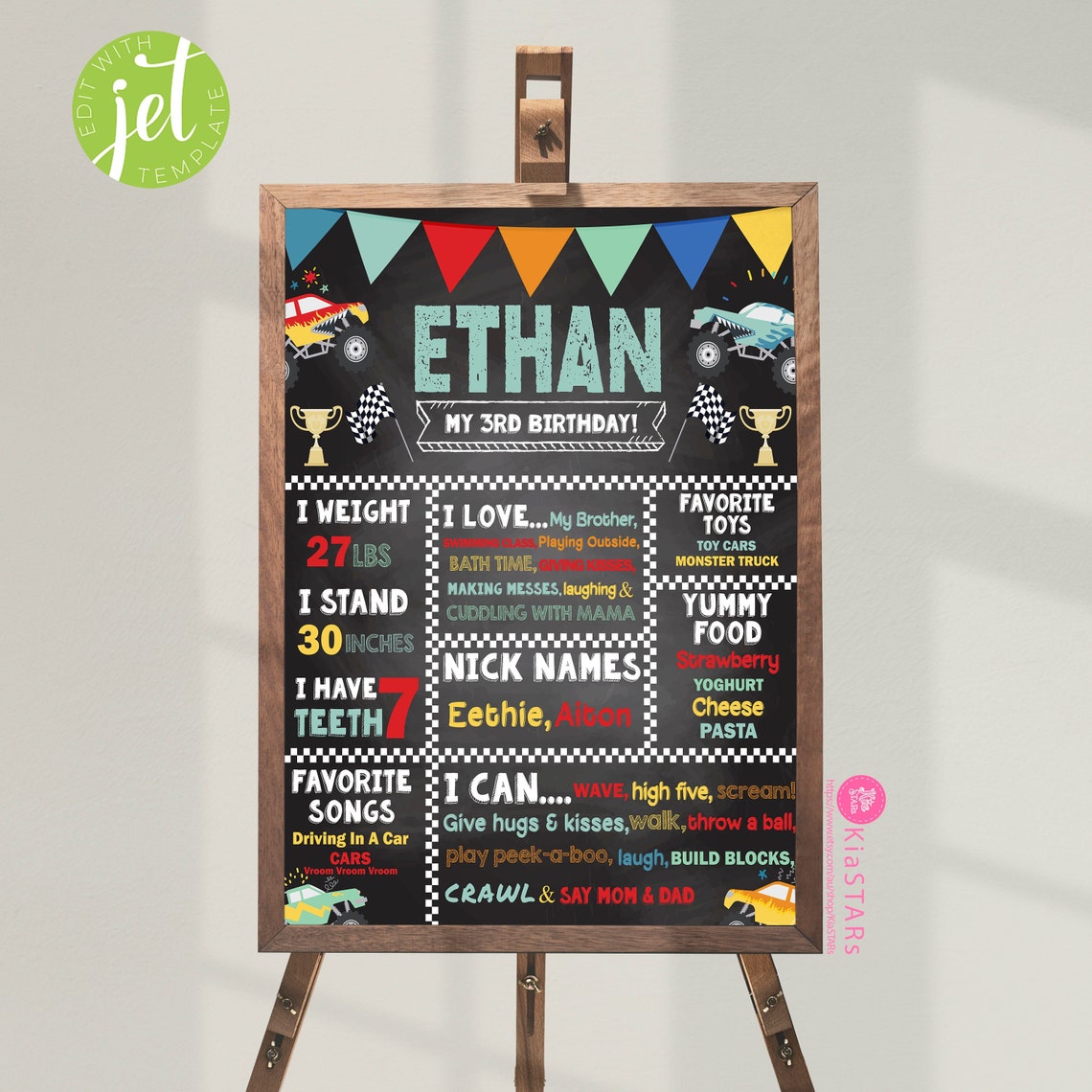 Monster Truck Milestone Board Monster Truck Party Monster - Etsy