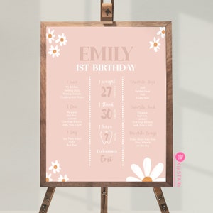 Editable Daisy Party Decoration Flags Boho Daisy Birthday Theme 1st ...
