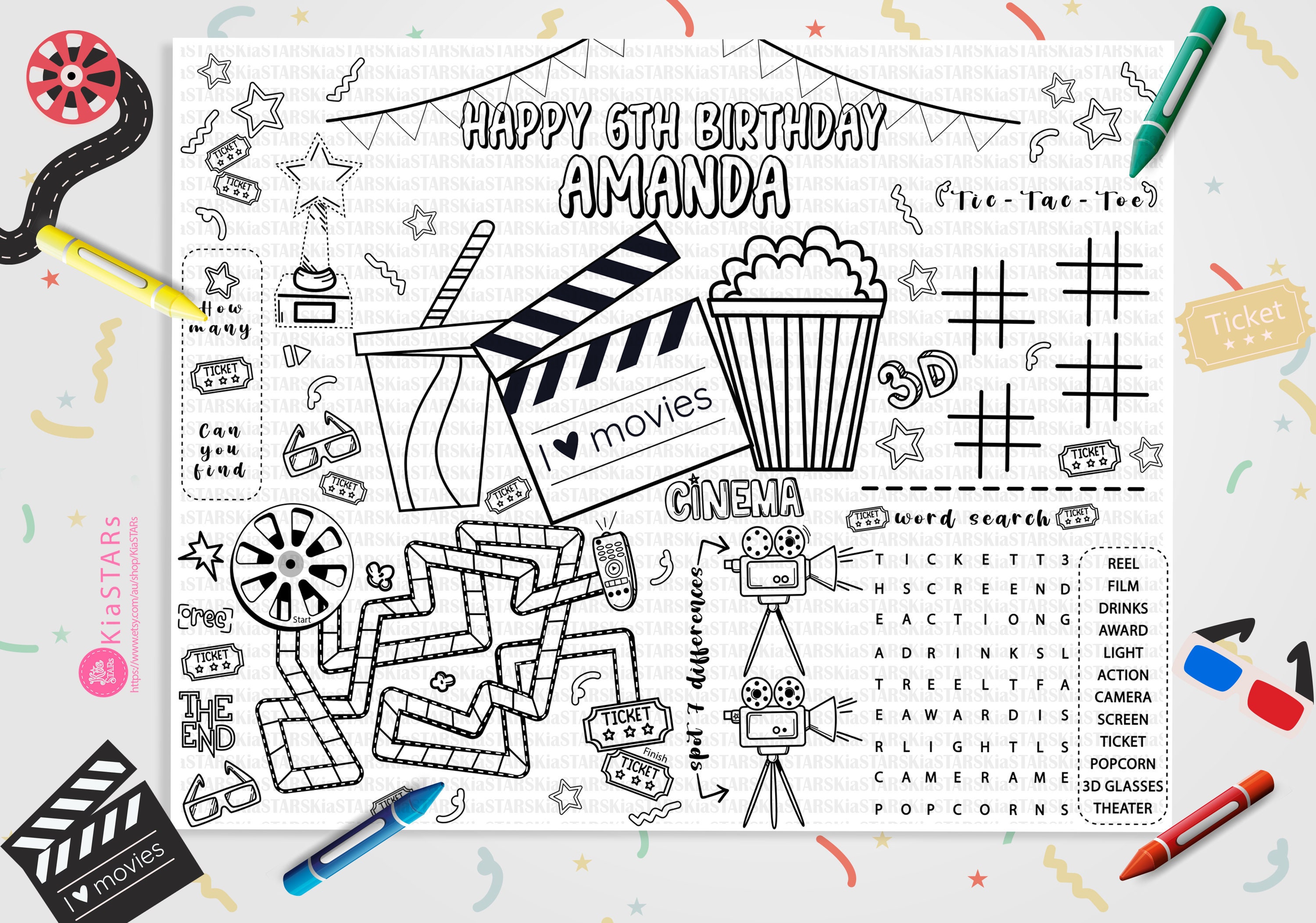 Editable Movie Ticket Cake Topper Birthday Cake Topper Pop on Over ...