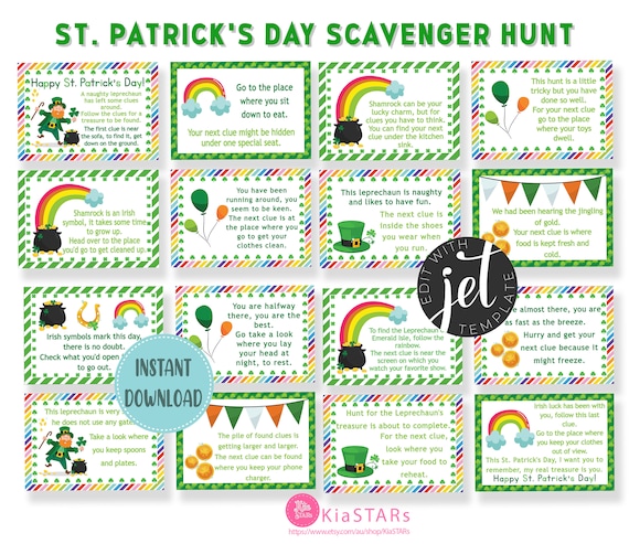 Indoor Scavenger Hunt Printable St. Patrick's Day - Etsy