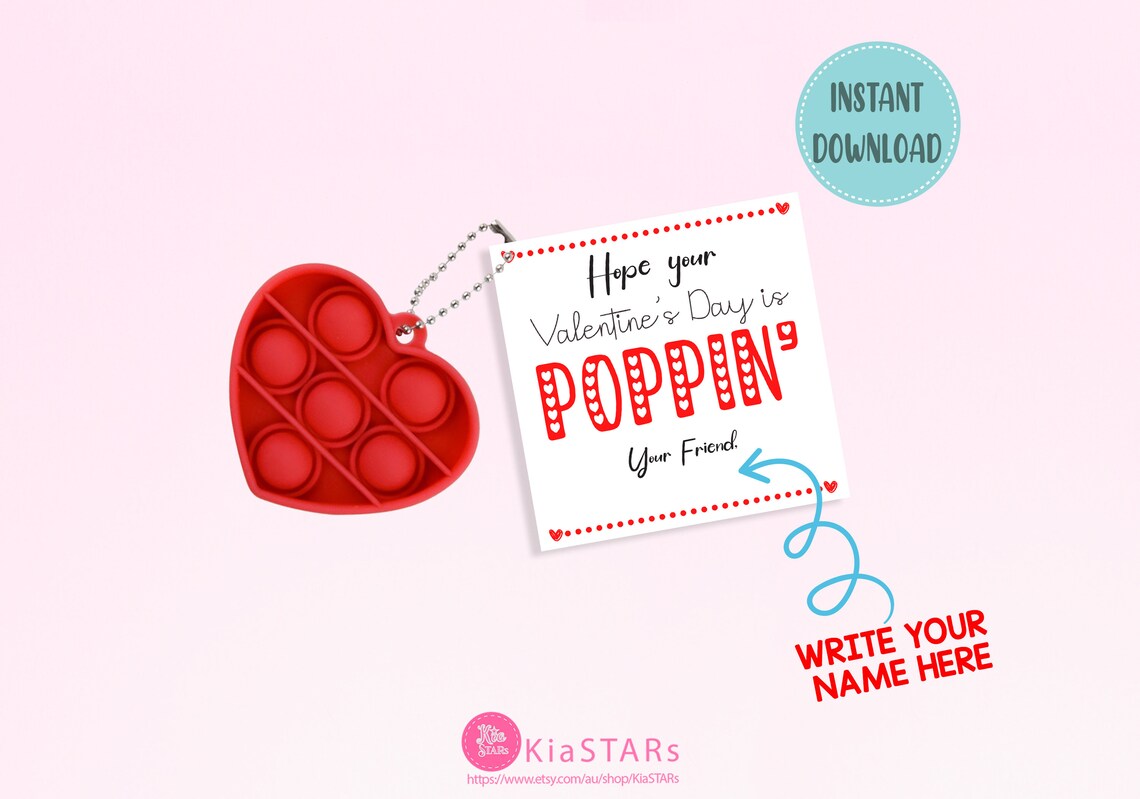Valentine Pop It Gift Tags: Printable Valentine's Day Tags (digital ...