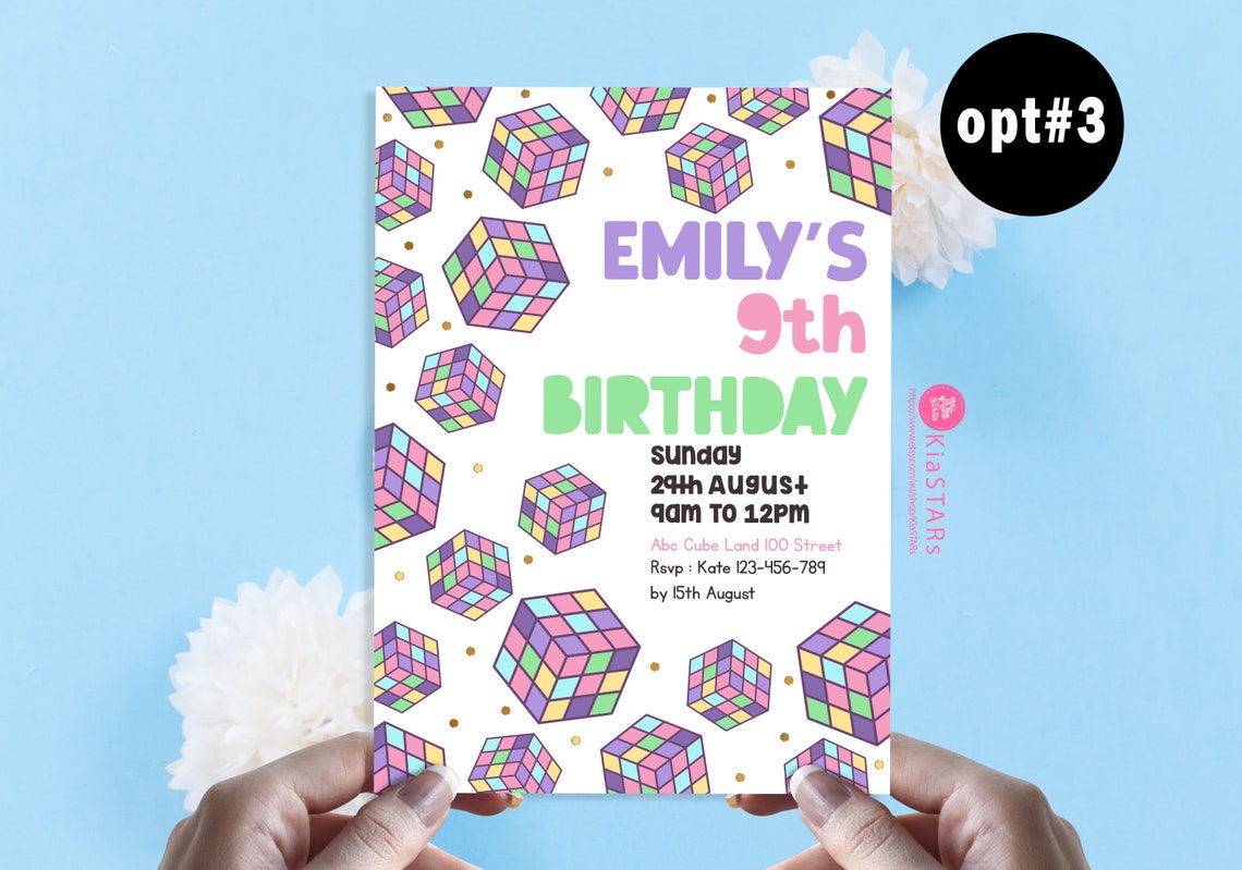 Rubik's Cube Party Invitation Rubik Cube Games Birthday - Etsy