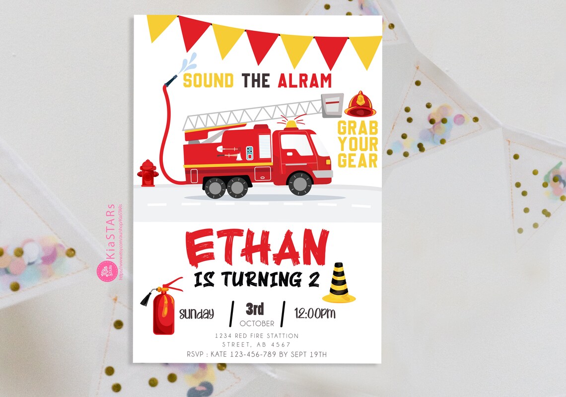 Personalised Fire Truck Backdrop Fire Truck Birthday Fire - Etsy