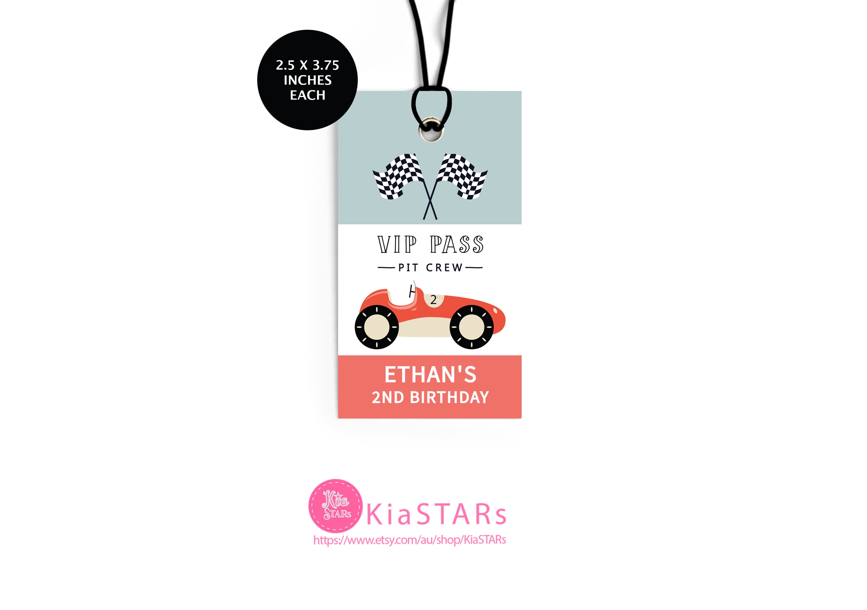 Personalised Vintage Race Car Party VIP Pit Crew Pass | Etsy