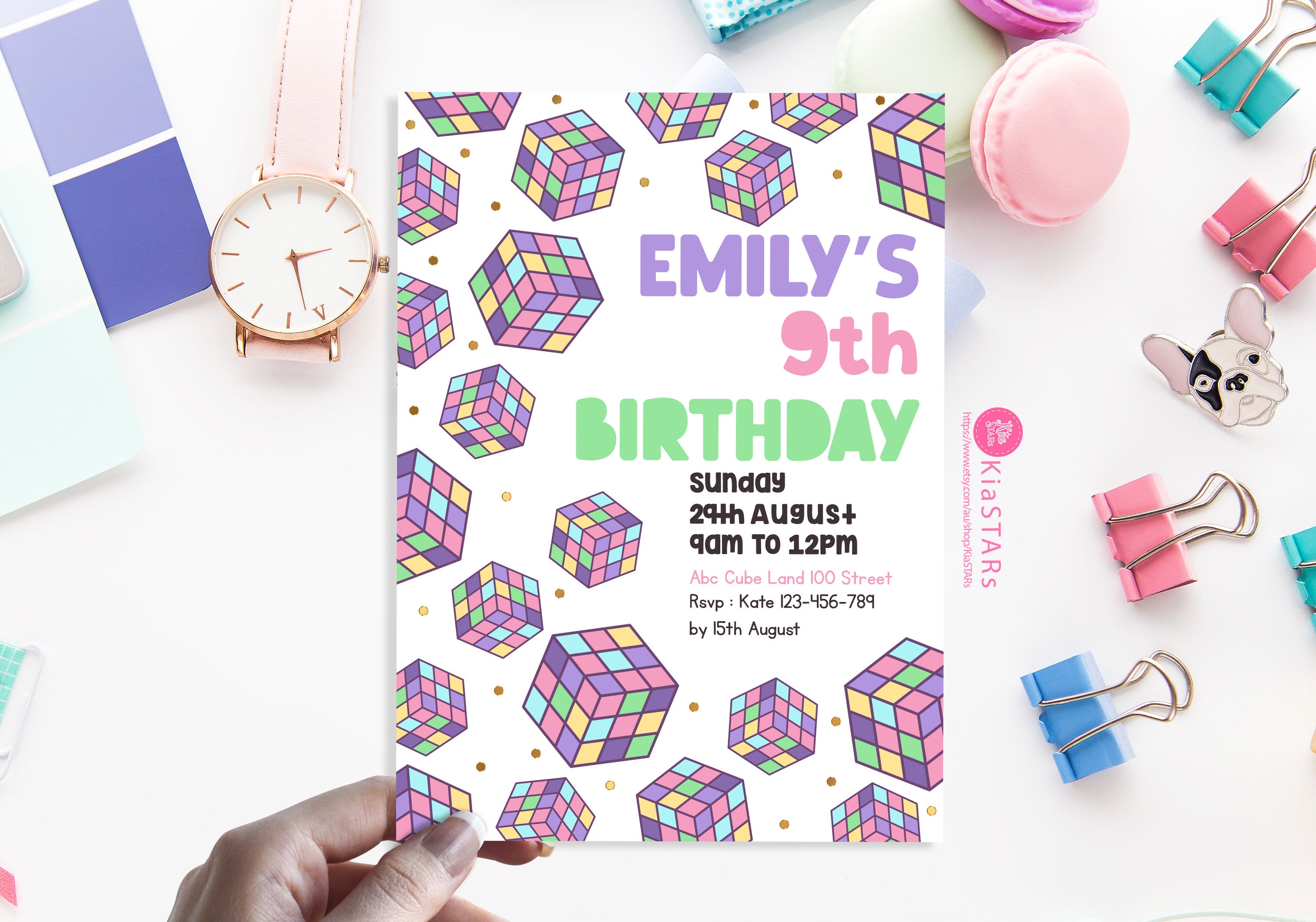 Rubik's Cube Party Invitation Rubik Cube Games birthday | Etsy