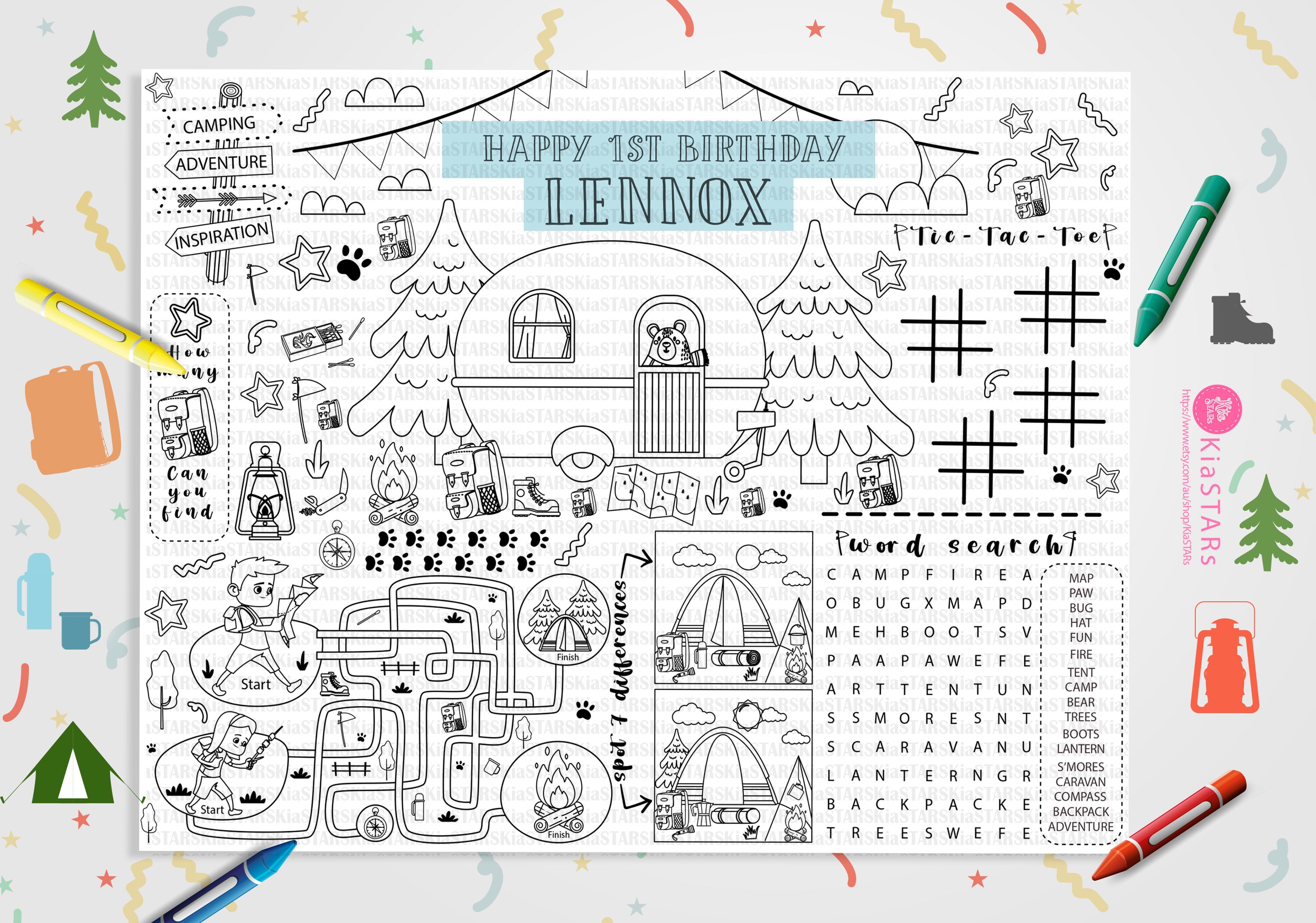 Camping Backpack Coloring Page