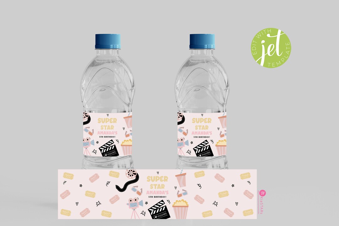 Editable Movie Ticket Birthday Bottle Label Movie Party Ticket Movie ...