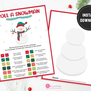 Roll A Snowman Printable Christmas Game Christmas Party Game Winter ...