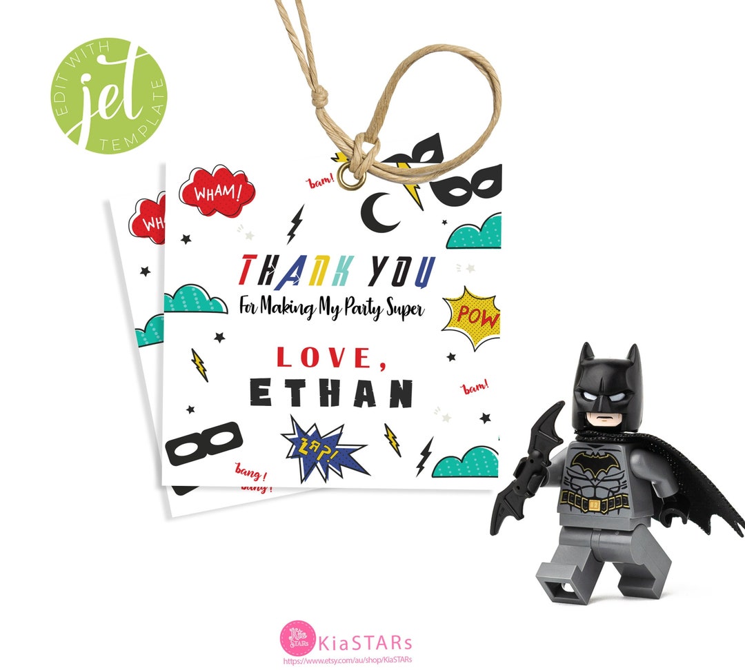 Superhero Party Favor Tags: Modern Birthday Gift Tags (digital Download ...