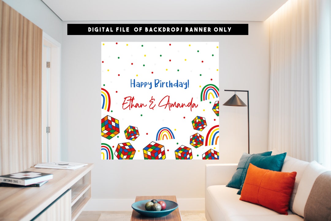 Rubik's Cube Party Backdrop Rubik Cube Games Birthday Backdrop Colorful ...
