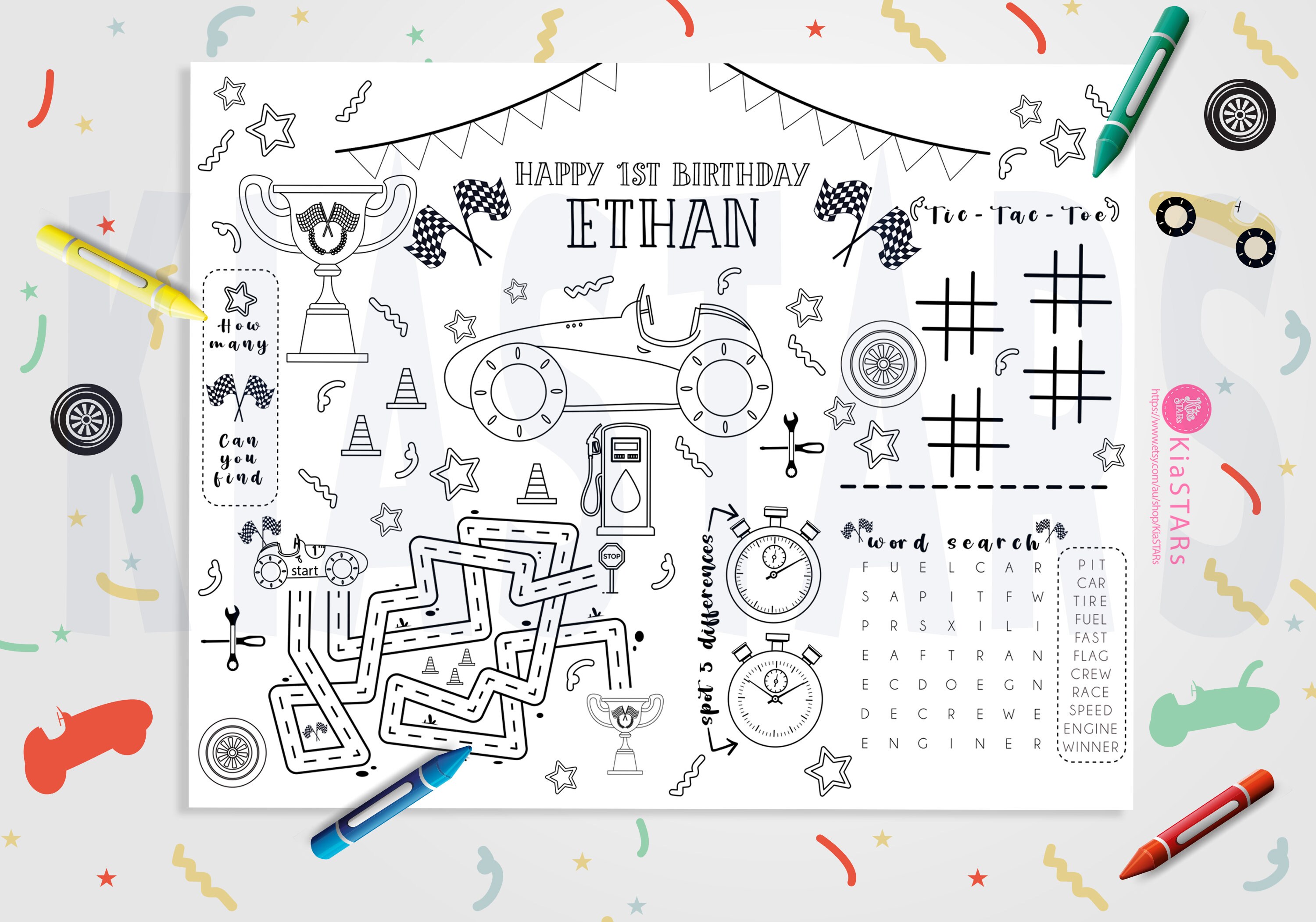 Race Car Activity and Coloring Pages EDITABLE Racing - Etsy