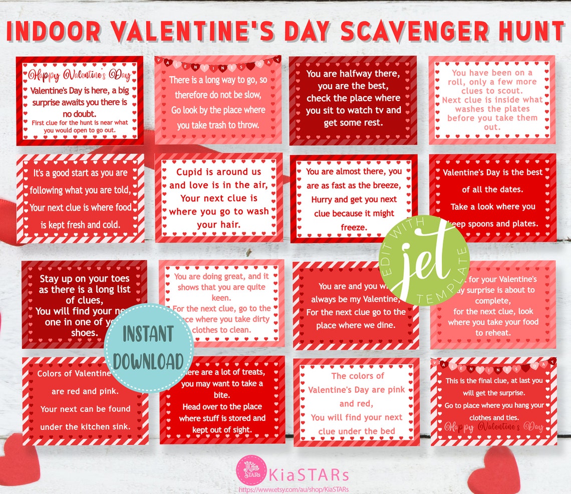 Indoor Scavenger Hunt Printable Valentines Scavenger Hunt | Etsy
