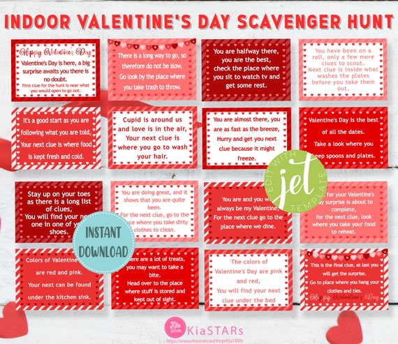 Indoor Scavenger Hunt Printable Valentines Scavenger Hunt | Etsy