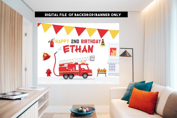 Personalised Fire Truck Backdrop Fire Truck Birthday Fire | Etsy