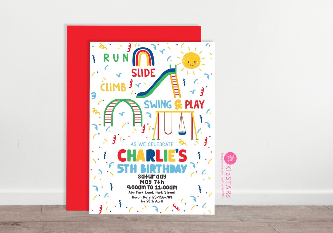 Playground Birthday Invitation, Park Party Invitation, Park Party ...