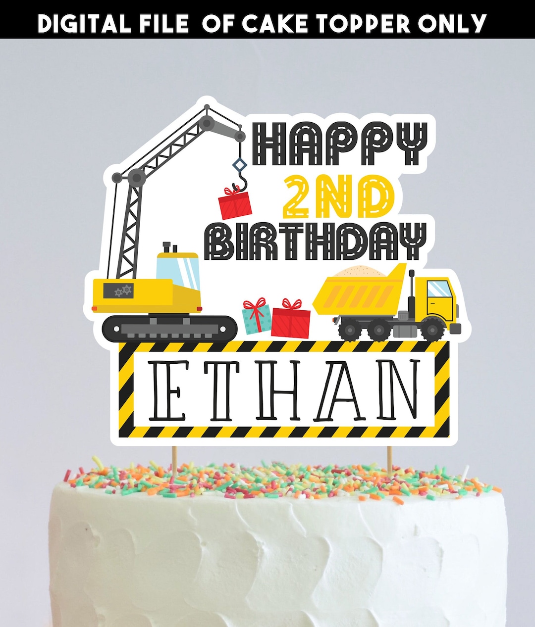 Personalized Construction Cake Topper, Construction Birthday Cake ...