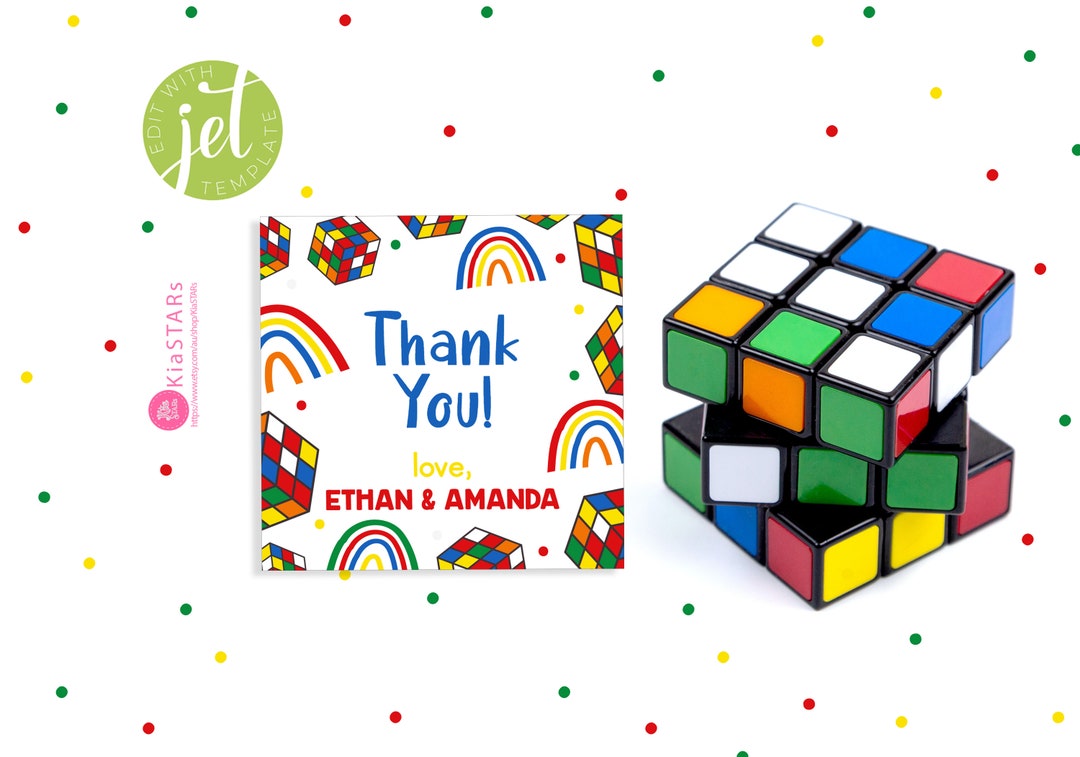 Rubik Cube Party Favor Tag Rubik Cube Thank You Tags - Etsy