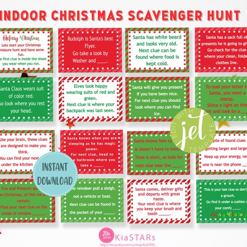 Indoor Christmas Treasure Hunt Game for Kids Christmas - Etsy