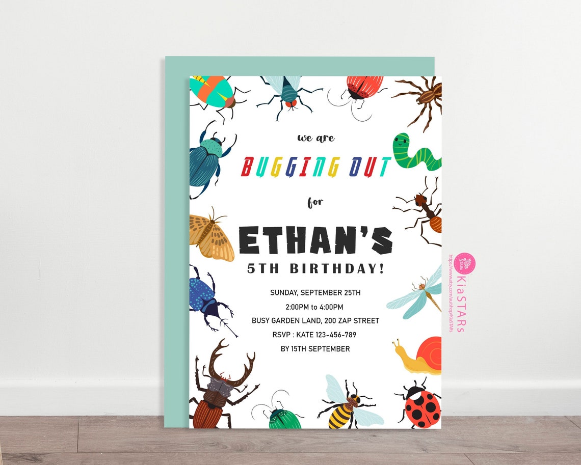 Bug Birthday Party Invitation Bugs Birthday Party Theme - Etsy