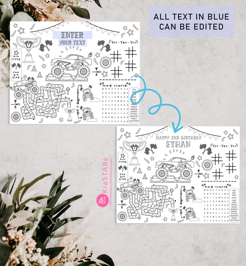 Monster Truck Activity and Coloring Pages EDITABLE Monster - Etsy