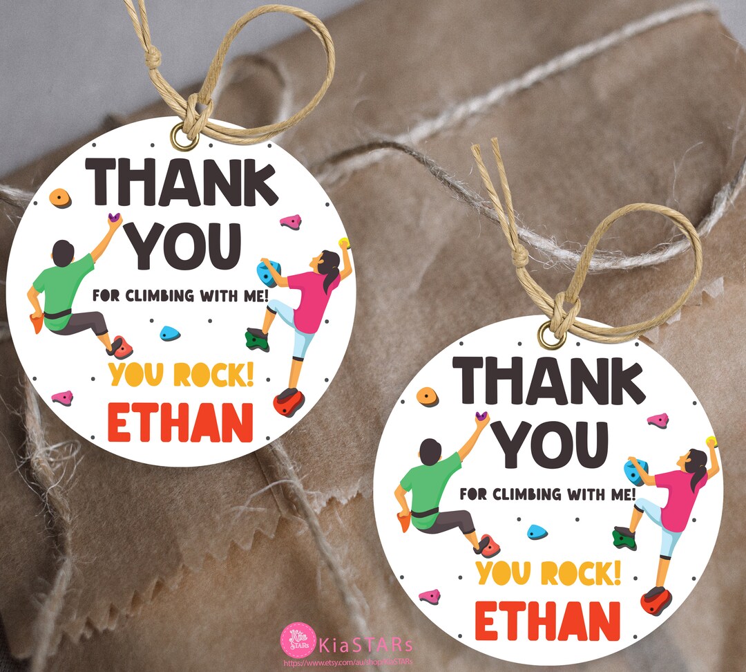 Personalized Rock Climbing Tags, Indoor Climbing Party Favor Tags ...