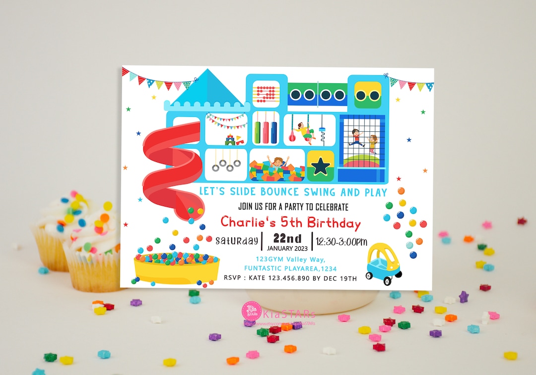Indoor Playground Invitation Soft Play Birthday Invite Play Center ...