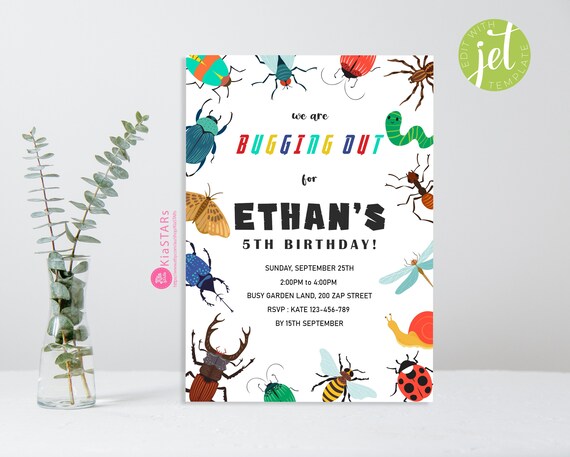 Bug Birthday Party Invitation Bugs Birthday Party Theme - Etsy